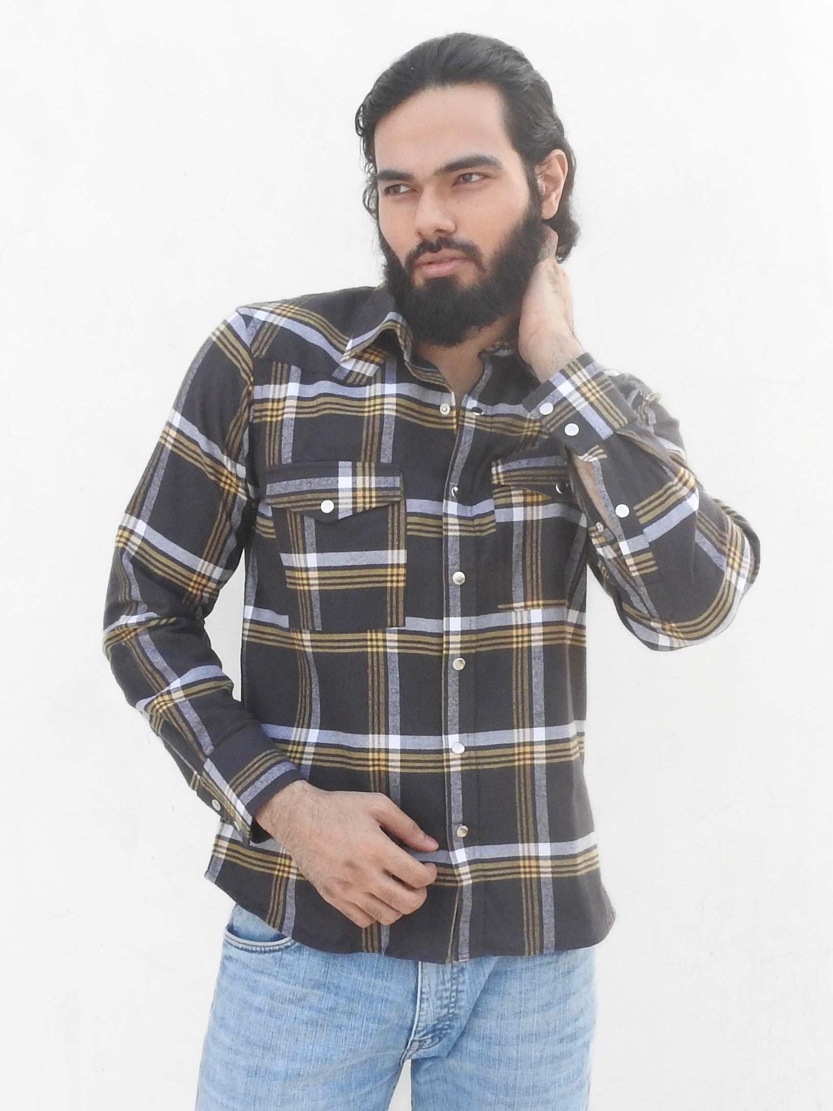 Western Contrast Checkered Shirt – Maestro